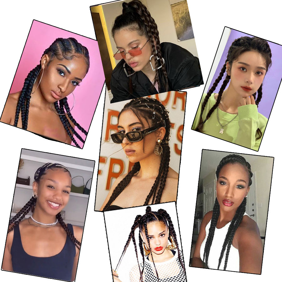 Qp hairSynthetic Boxing Braids Strap Chignon Tail With Rubber Band Hai ...